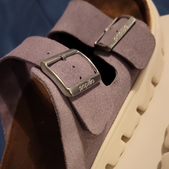 Papillio | Other | Papillio Lavender Suede Slides With Silver Buckles ...